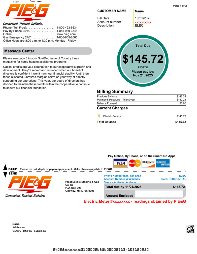 Understanding Your Bill - Presque Isle Electric & Gas Co-Op