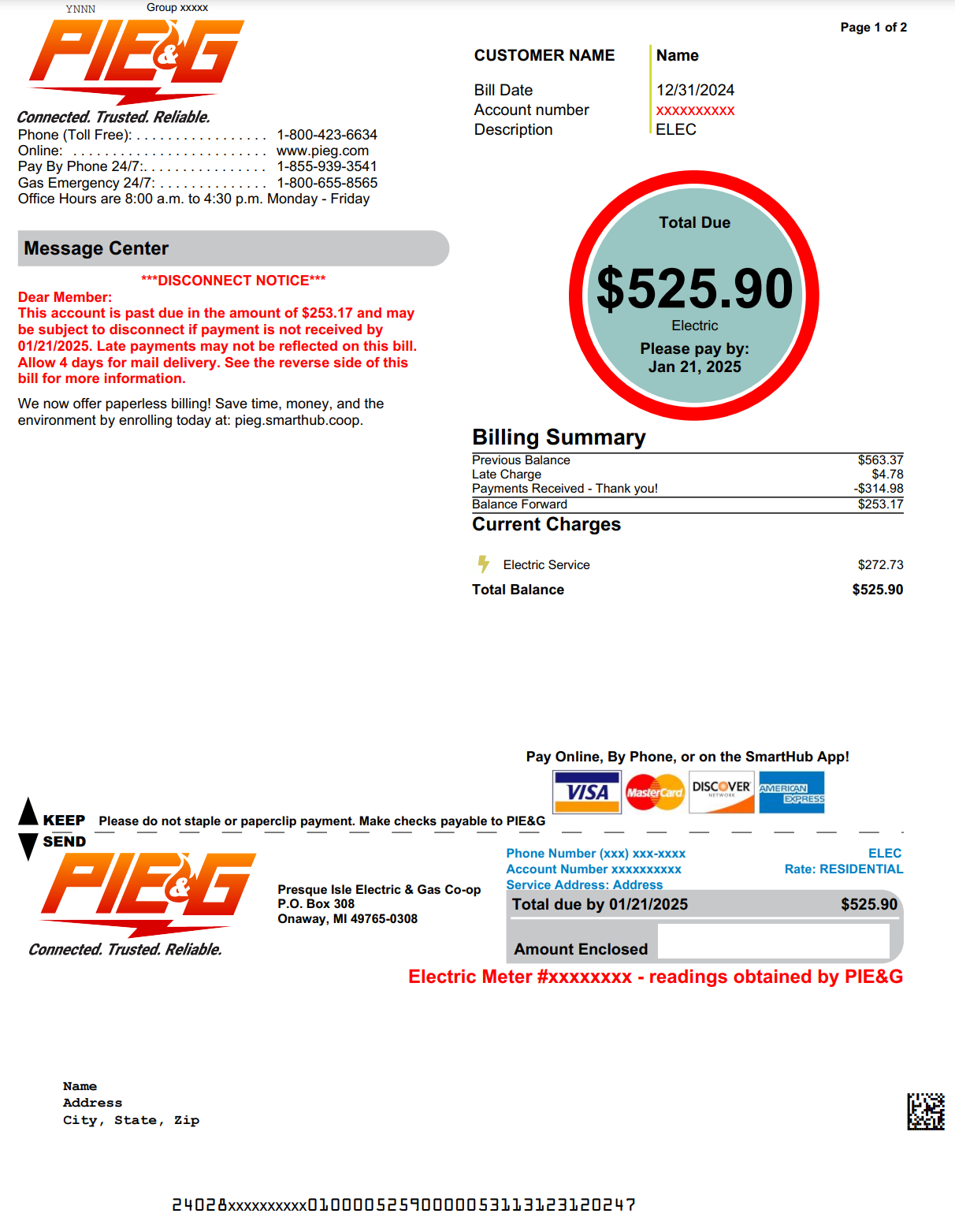 Understanding Your Bill - Presque Isle Electric & Gas Co-Op